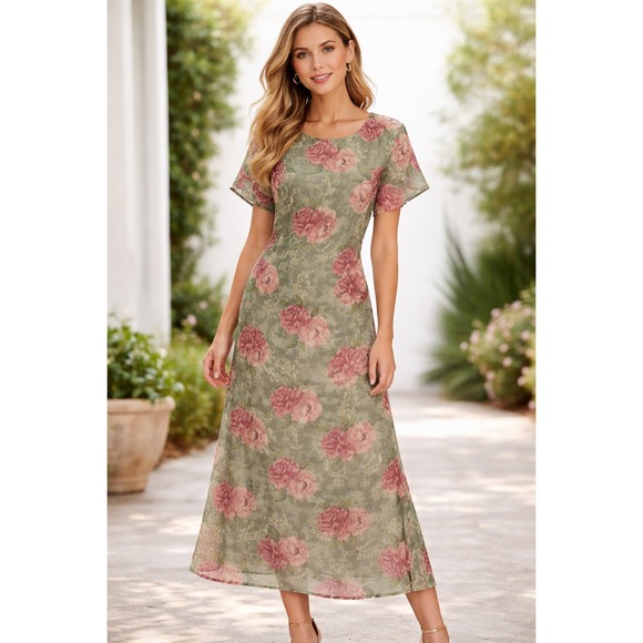 Fashion Bug | Dresses | Vintage Fashion Bug Floral Maxi Dress Women 2 ...